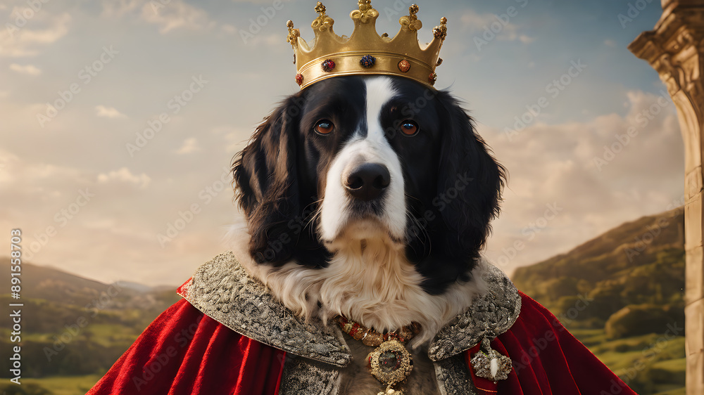 Noble dog wearing a king's outfit and a crown. Generative AI Stock ...