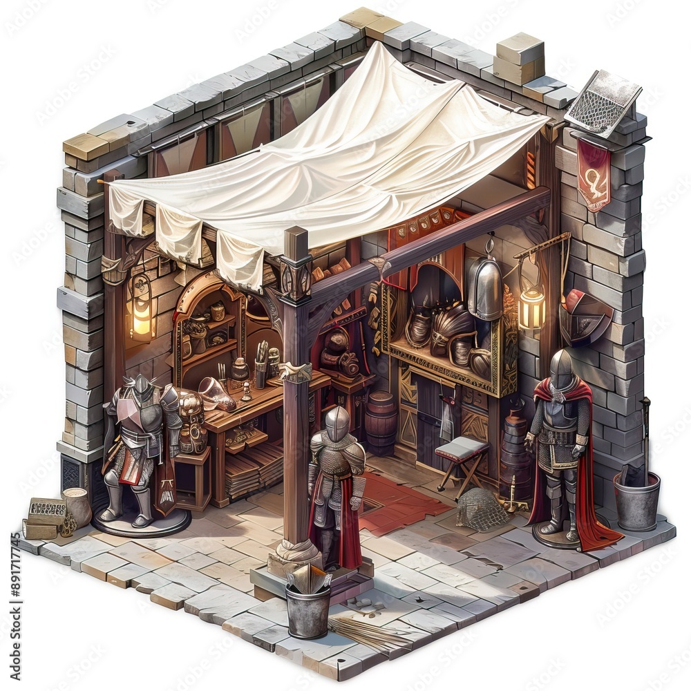 Medieval Armor Shops in Video Games. 3D Model asset. High quality AI ...