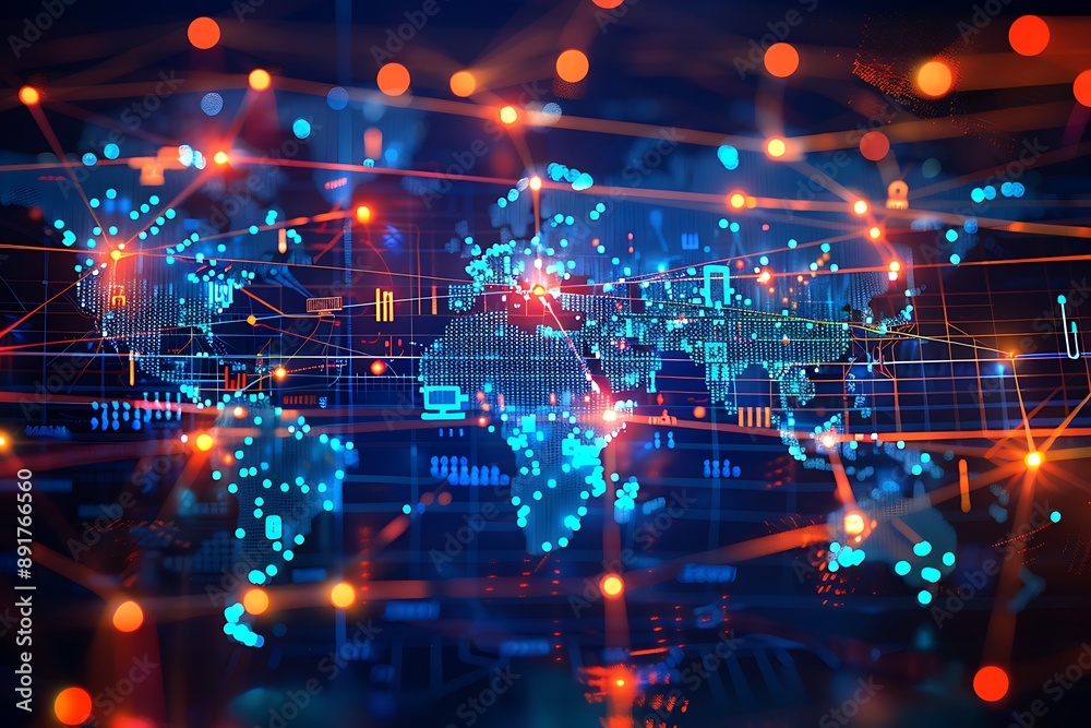 Foto de Stock High-resolution abstract image of a global network ...