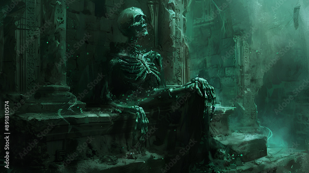 A dark and mysterious scene depicting the practice of necromancy. The ...