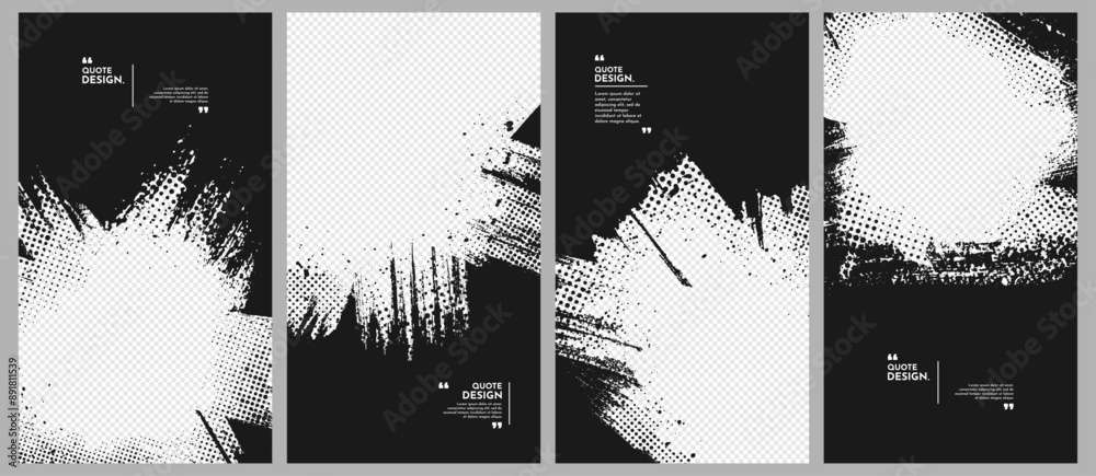 Vector illustration. Abstract black vertical overlay set. Ink brush ...