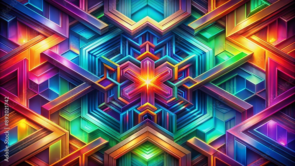 Vibrant abstract background featuring interlocking geometric shapes in ...