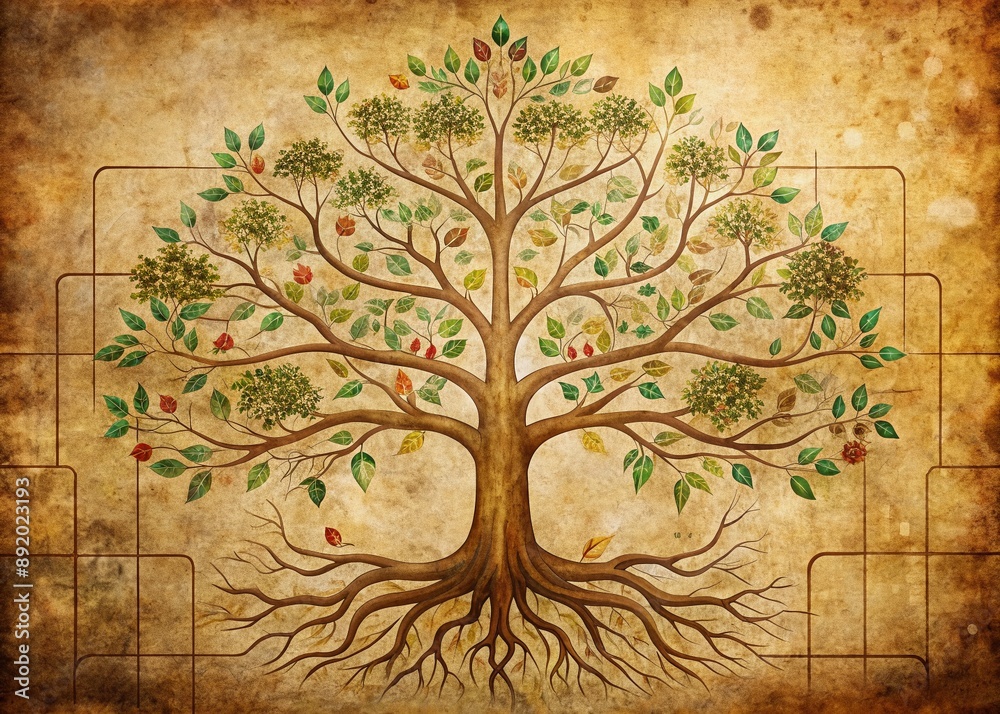 Illustrative family tree chart template showcasing ancestral ...