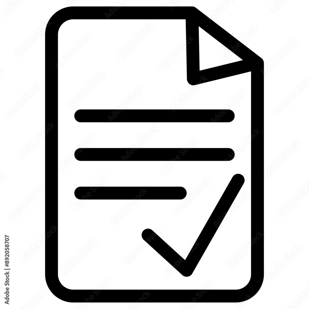 Document with written text and confirmation icon symbol - Document with ...
