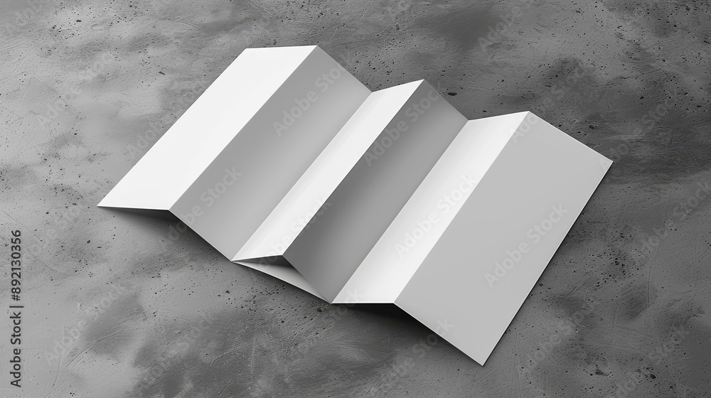 Blank 3D foldable brochure template on a gray backdrop, featuring an A4 ...