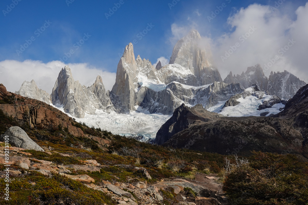 El Chalten, Argentina: Dramatic view of the famous Fitz Roy peak in the ...