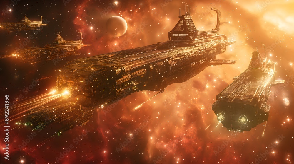 Imperial Starfleet Assault: A colossal spaceship leads a fleet through ...