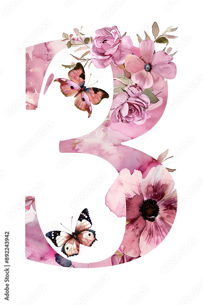 Watercolor Floral Alphabet Clipart Pastel pink Letters, Baby Milestone ...