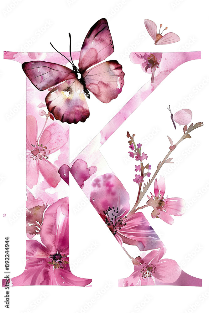 Watercolor Floral Alphabet Clipart Pastel pink Letters, Baby Milestone ...