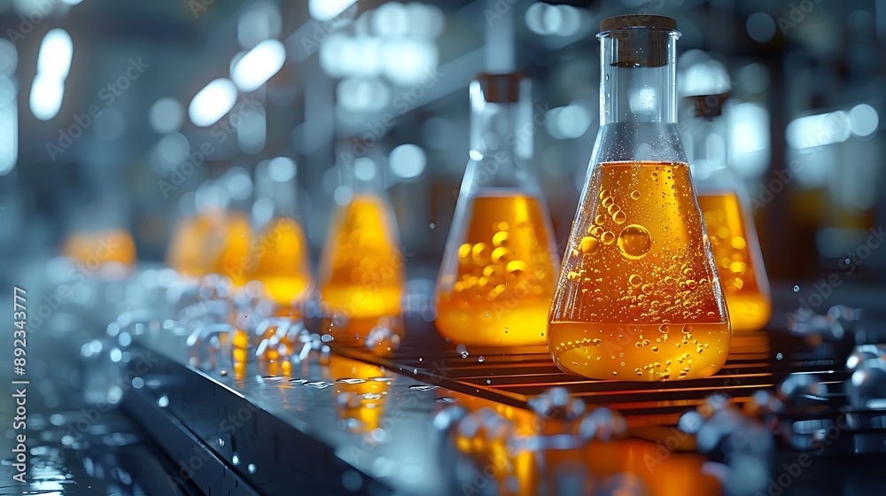 Hyper realistic depiction of a chemical reaction involving organic ...