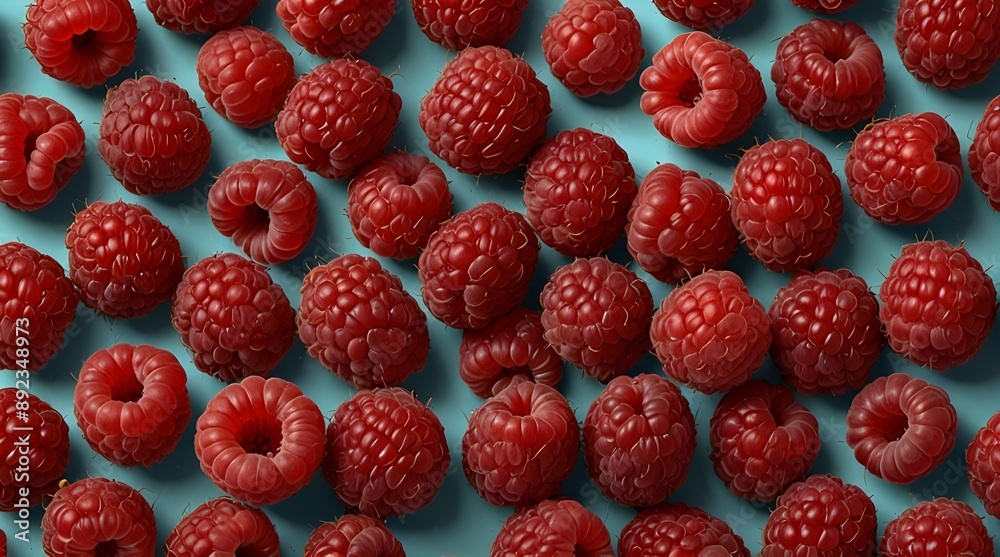 Raspberry raspberries, many angles and view side top front group pile ...
