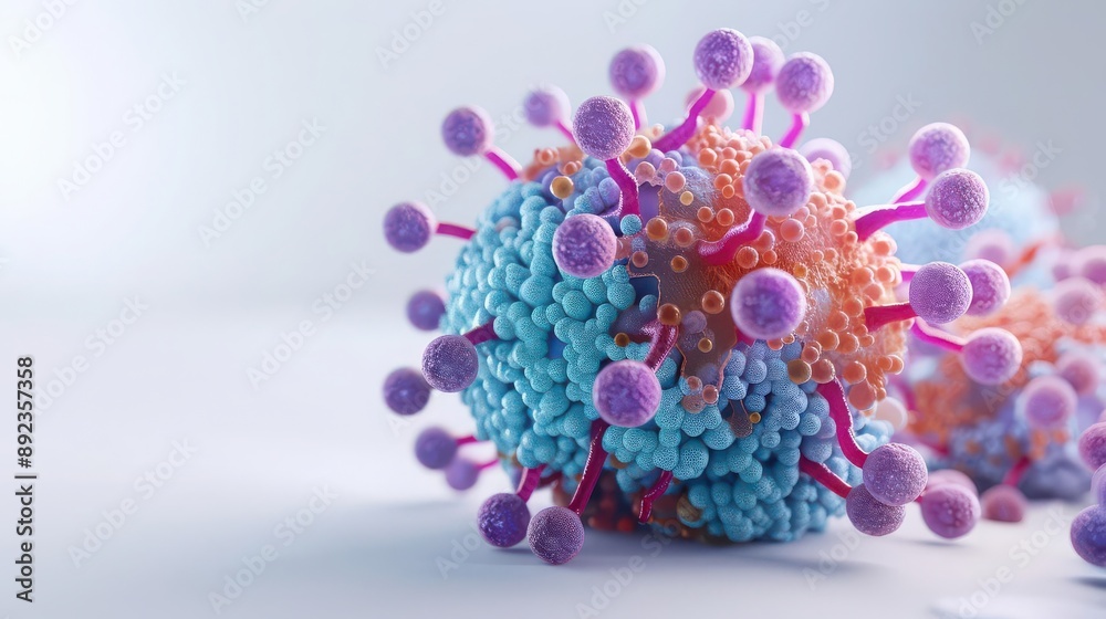 Cross-section 3D visualization of a mast cell with labeled organelles ...