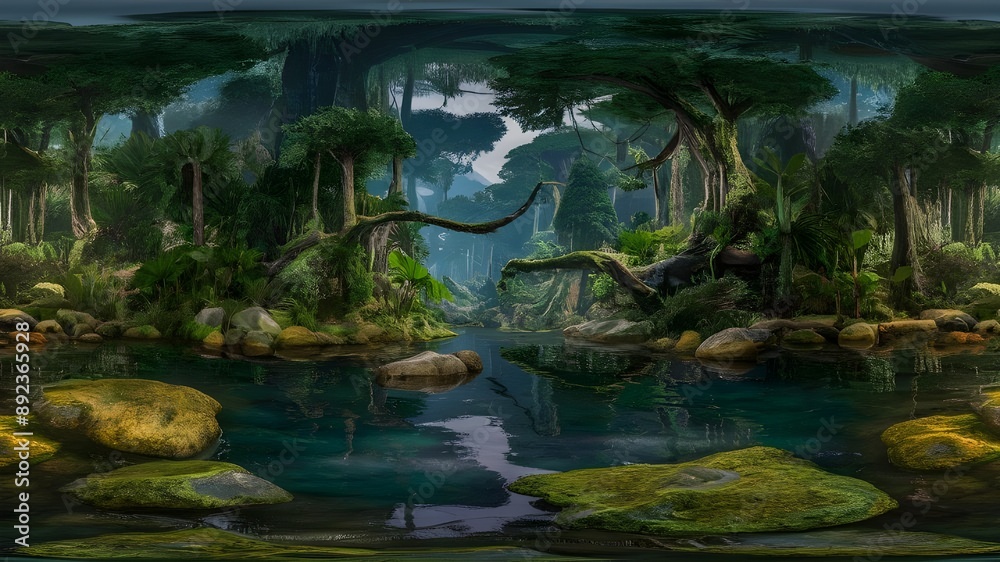 HDRI Environment Map Round Panorama: Spherical 360 Projection of Forest ...