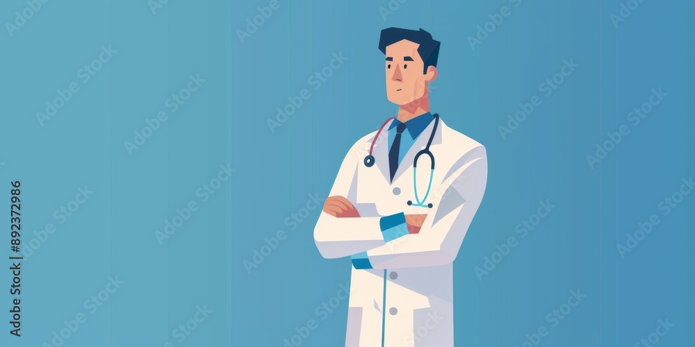 Abstract Medical Illustration: Confident Male Doctor Standing with ...
