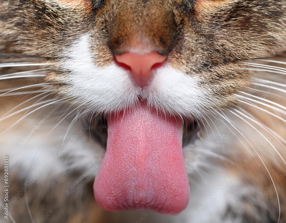 Cat's Tongue Close-Up: A Detailed Look at the Spiky Surface Stock Photo | Adobe Stock