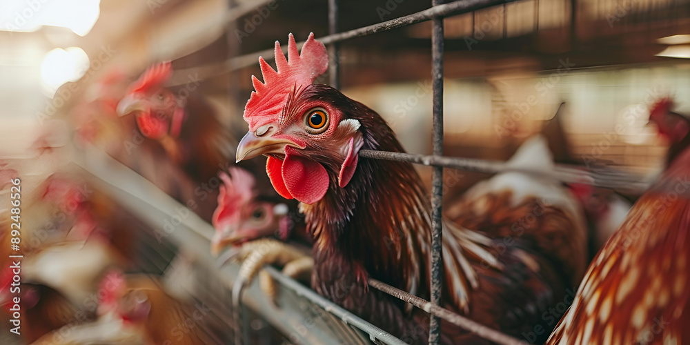 Rural Life Chicken Behind Bars wallpaper image Stock Photo | Adobe Stock