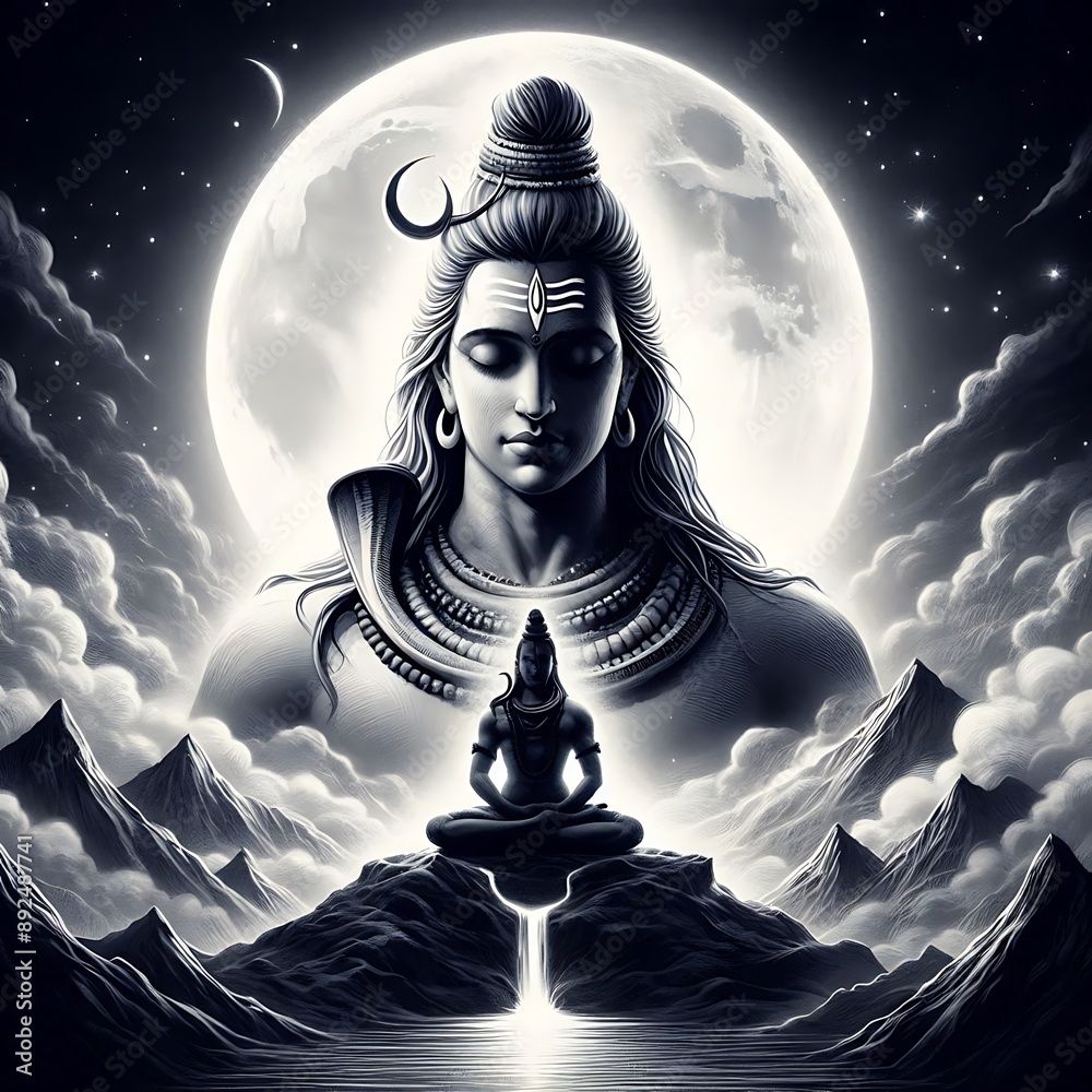Adiyogi Bhagwan Shiv Shankar Stock Illustration | Adobe Stock