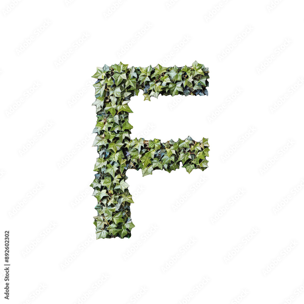 Letter F. Natural garden decor Ivy Plant Artstyle. typography font ...