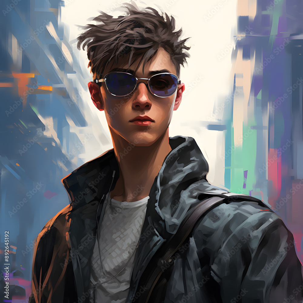 Portrait of a person, Boy in future from next generation cool guy man ...