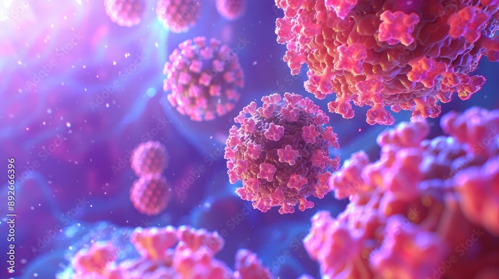 HPV viruses depicted in a medical context, stressing the need for ...