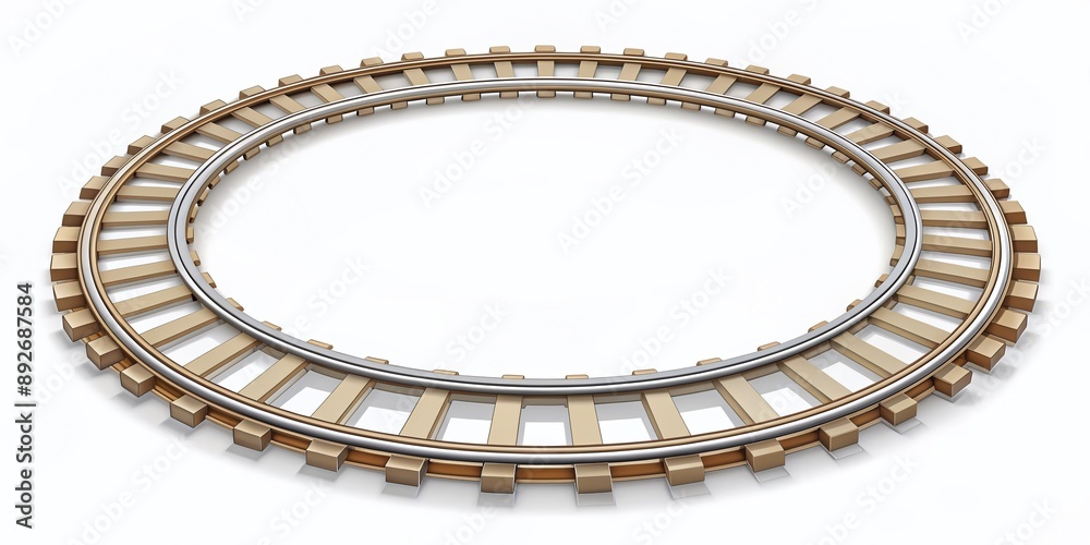 Railway train track forms circular route in vector illustration on ...