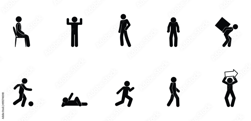 man icon, stick figure people, stickman, silhouettes, human pictograms ...
