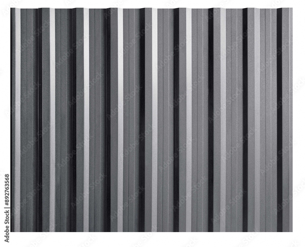 Galvanised steel corrugated profile. Flat roofing sheet isolated on ...