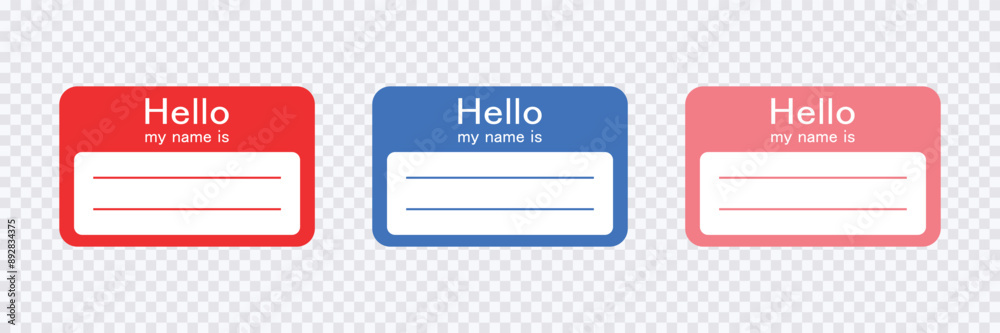 Name tag sticker design template empty with text Hello my name is ...