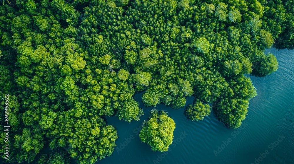 Stock-Foto „Aerial top view of green mangrove forest. Mangrove ...