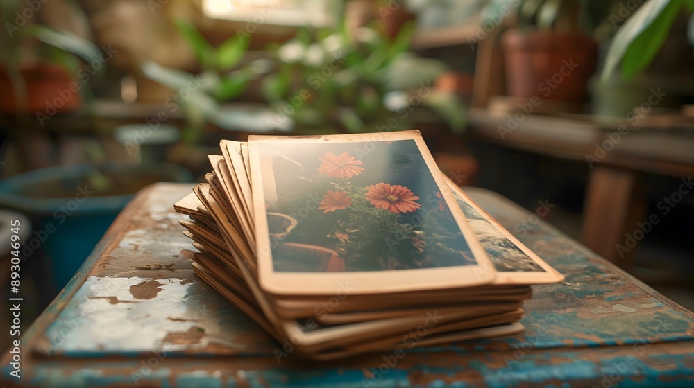 Vintage Postcards: A stack of aged postcards with floral motifs rests ...