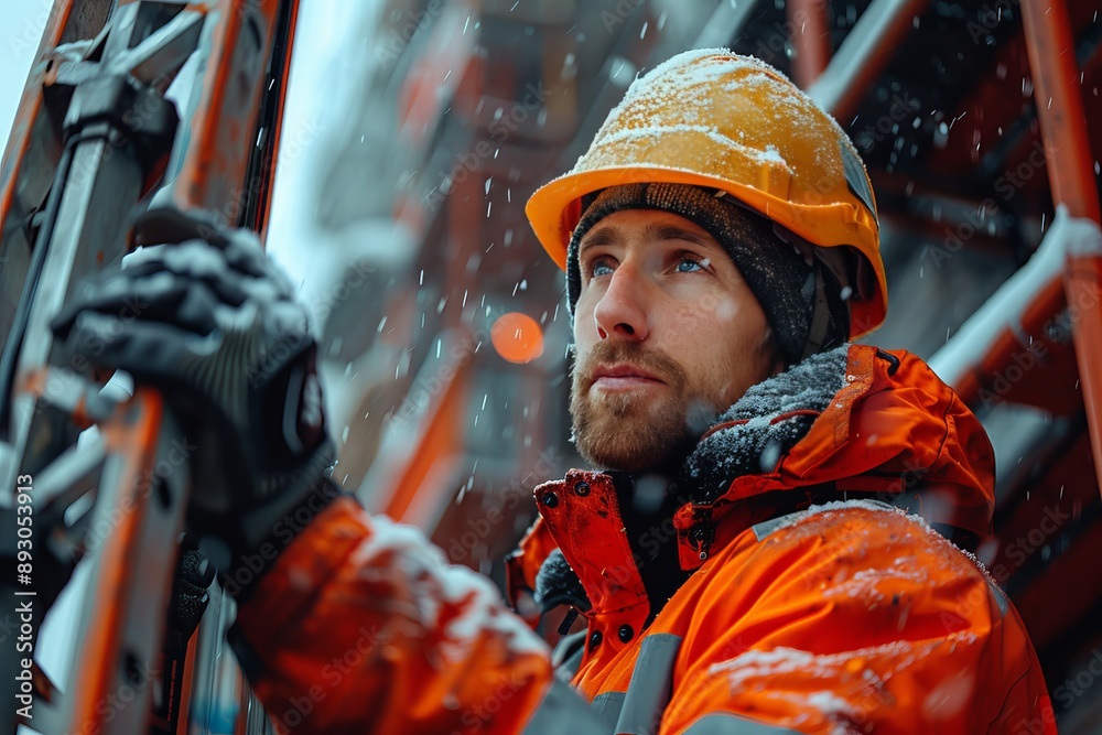 Construction site communication rigger directing crane operator with ...