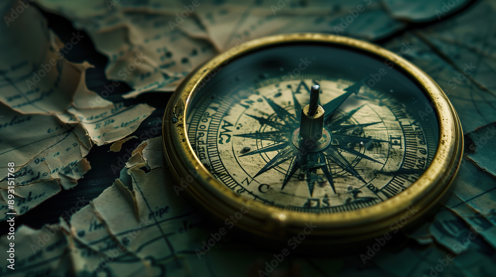 Symbolic 3D Artwork of a Broken Compass with Misaligned Needle ...