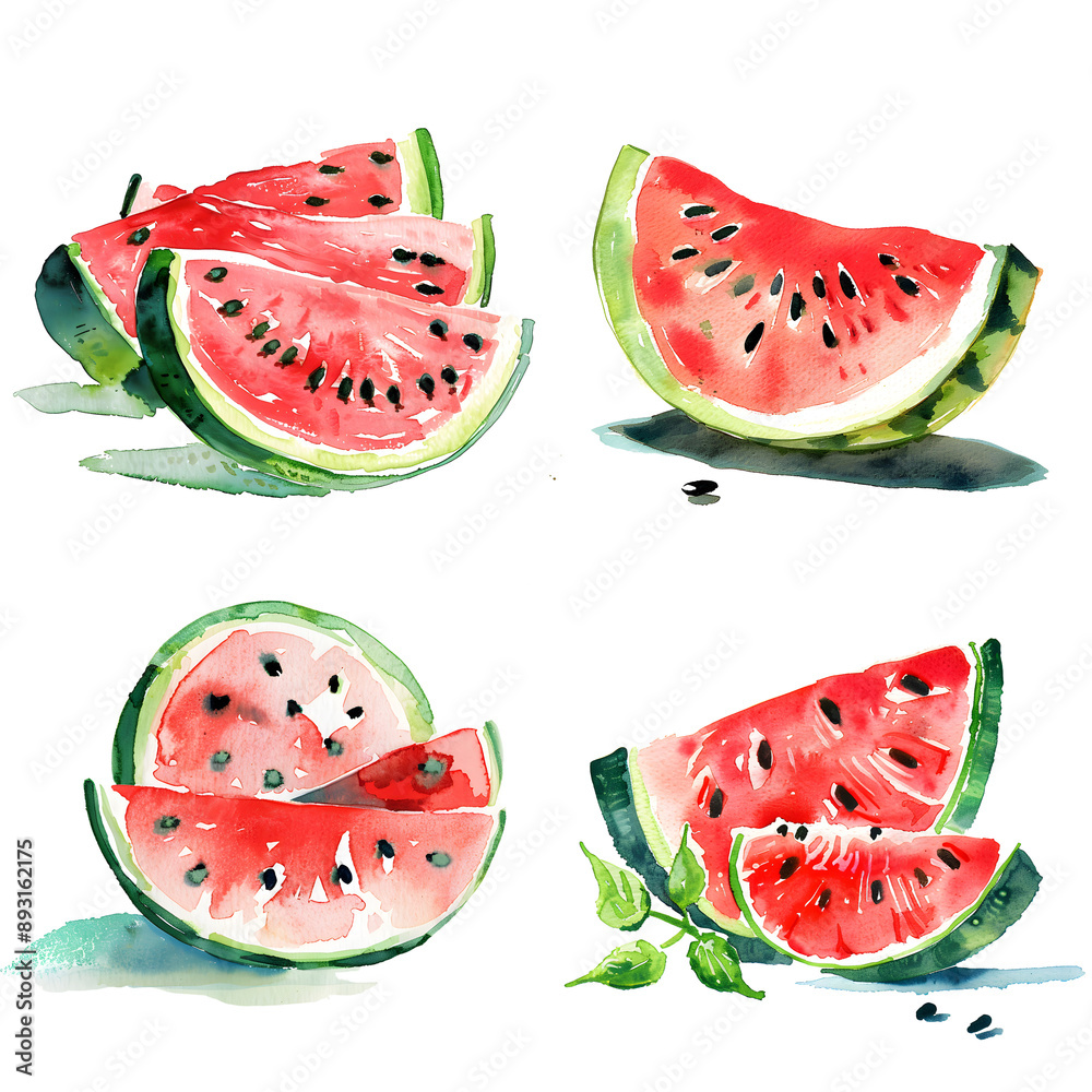 watercolor style watermelon vector PNG, cute poster, vector element ...