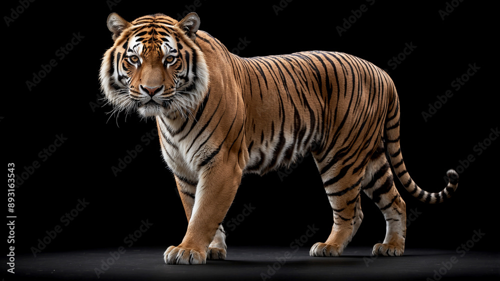 Full-body shot of a Panthera tigris, captured in a majestic and ...