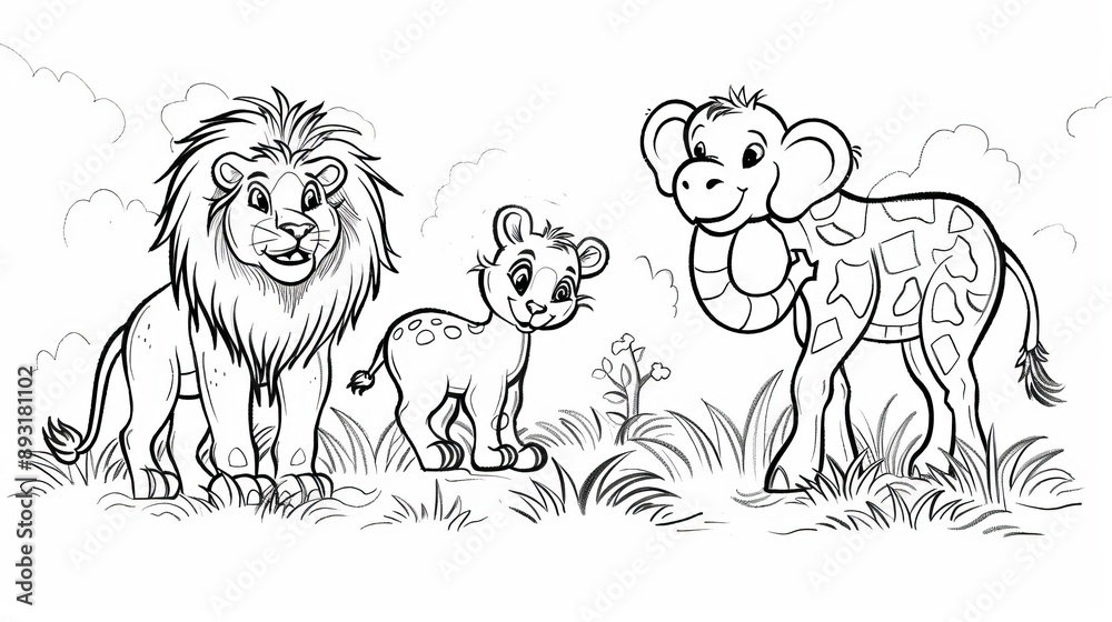 Fun animal sketches for kids to color! Draw adorable African animals ...