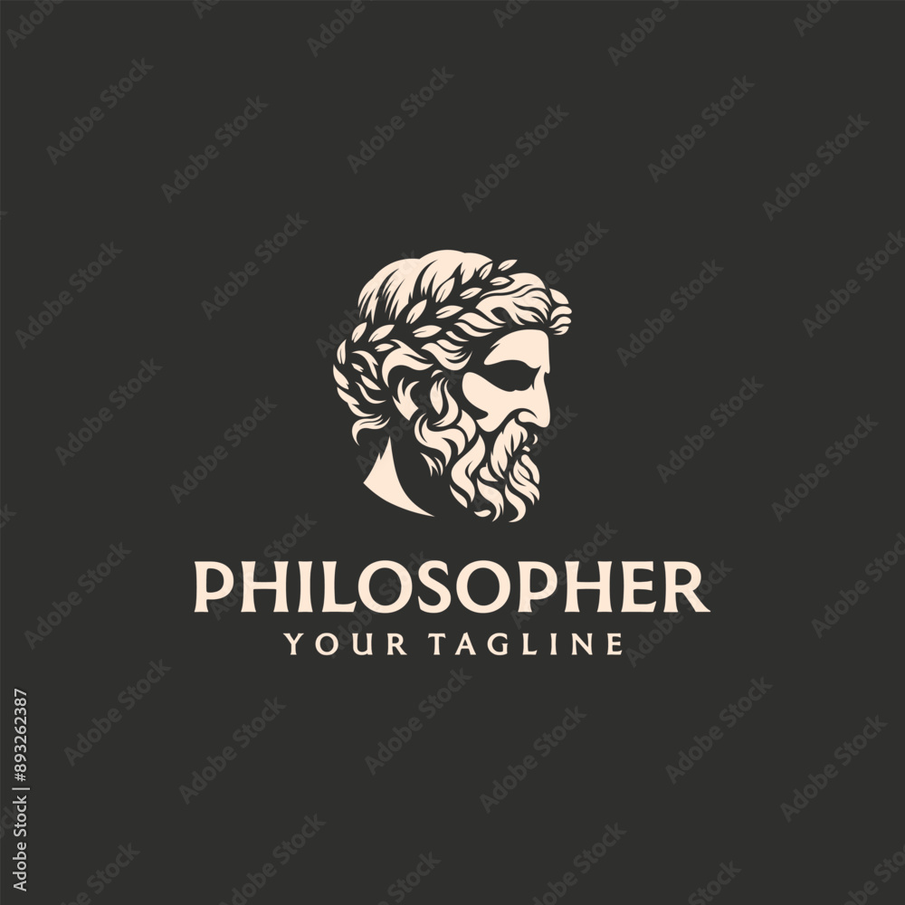 Head and Face Logo Design of an Ancient Greek Philosopher Stock Vector ...