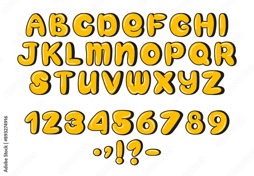 Cartoon Bubble Alphabet. Vibrant plump font featuring uppercase letters ...