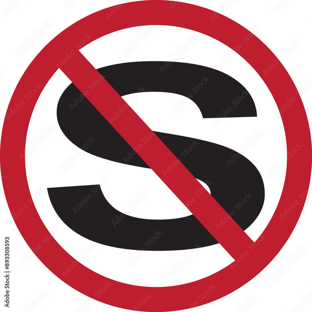 traffic sign do not stop, symbol S crossed out in red circle Stock ...