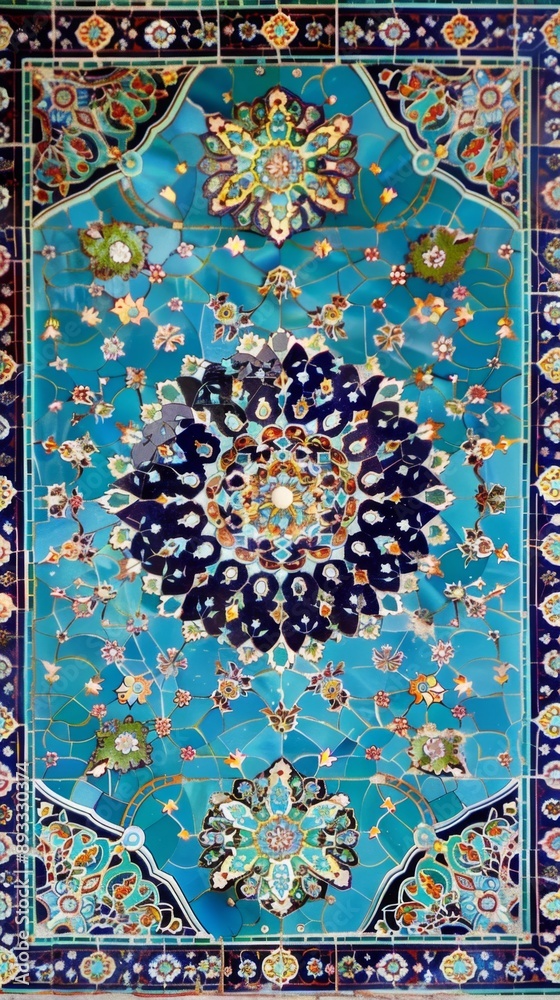 Exquisite Persian Mosaic Elegance: Intricate Geometric and Floral ...
