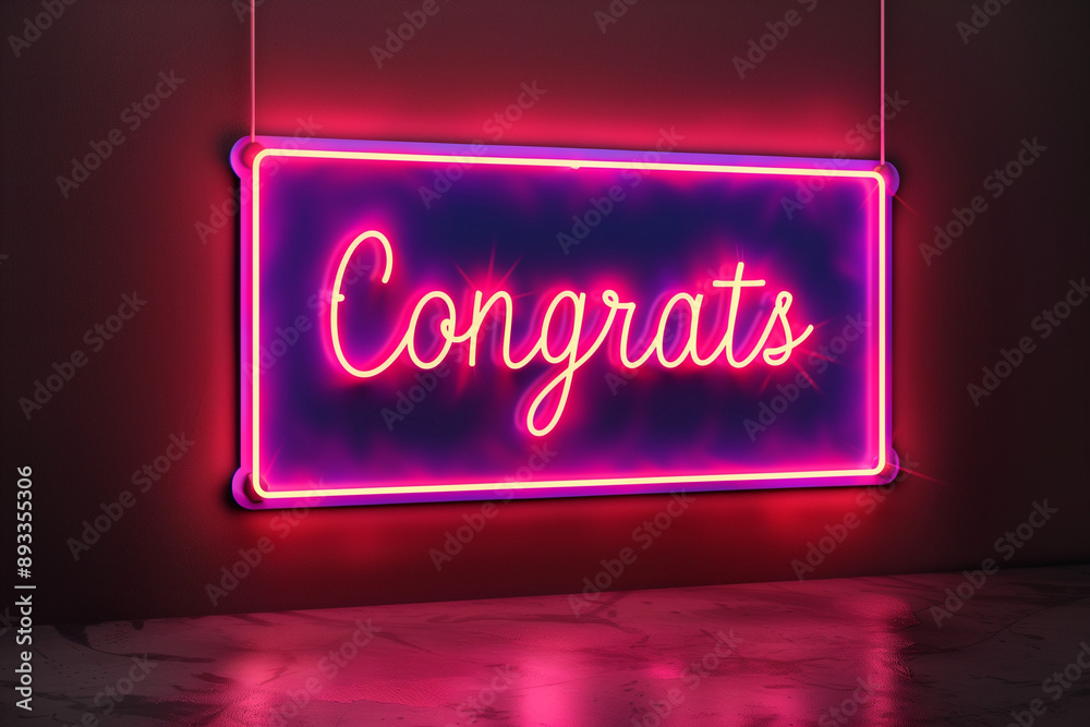 Vector realistic isolated neon sign of "Congrats" frame logo for ...