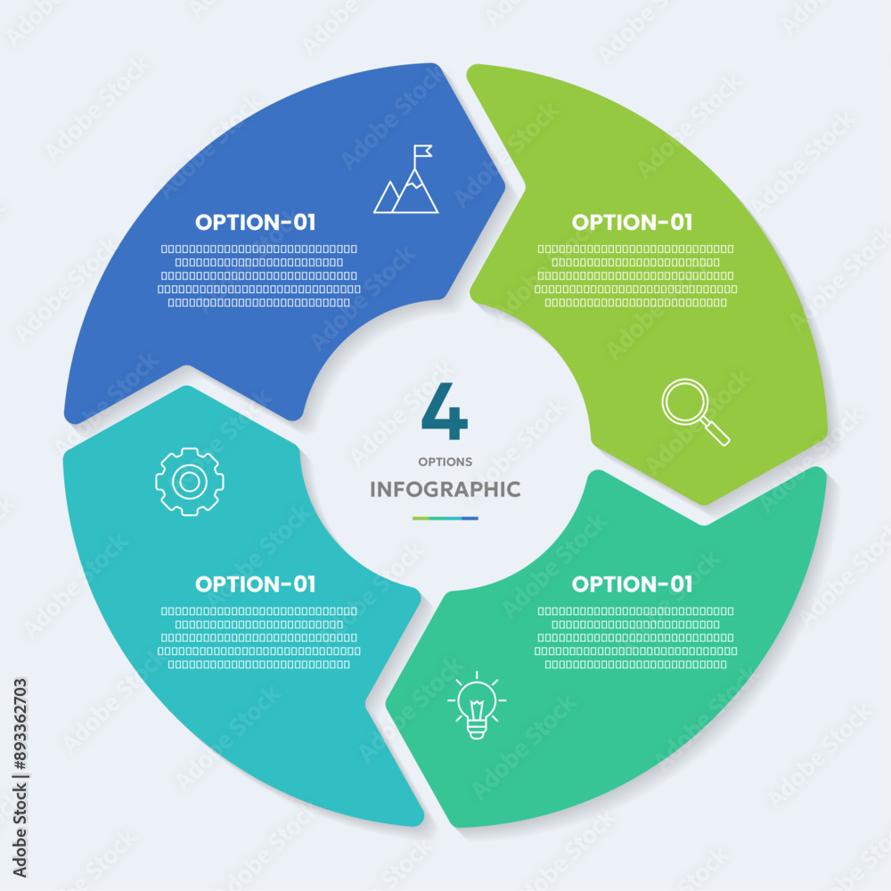 Circle chart infographic template with 4 options for presentations ...