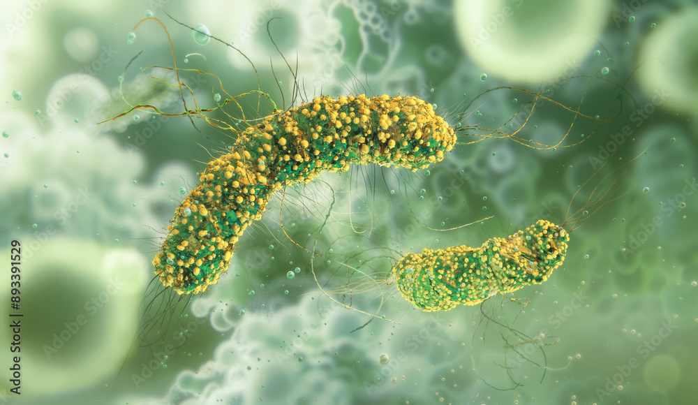 Listeria monocytogenes bacteria, a genus of gram-positive, rod-shaped ...