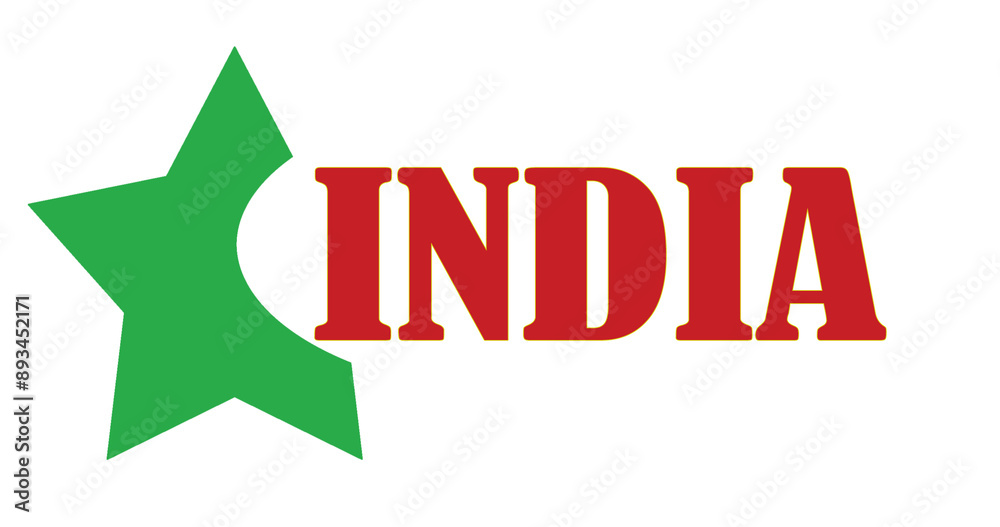 Text "India" in vibrant Indian flag colors (saffron, white, green ...