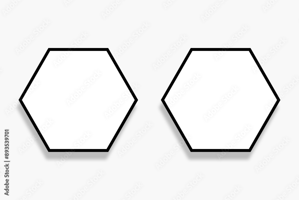 2 Polygon photo frames template of hexagon shapes with a black border ...