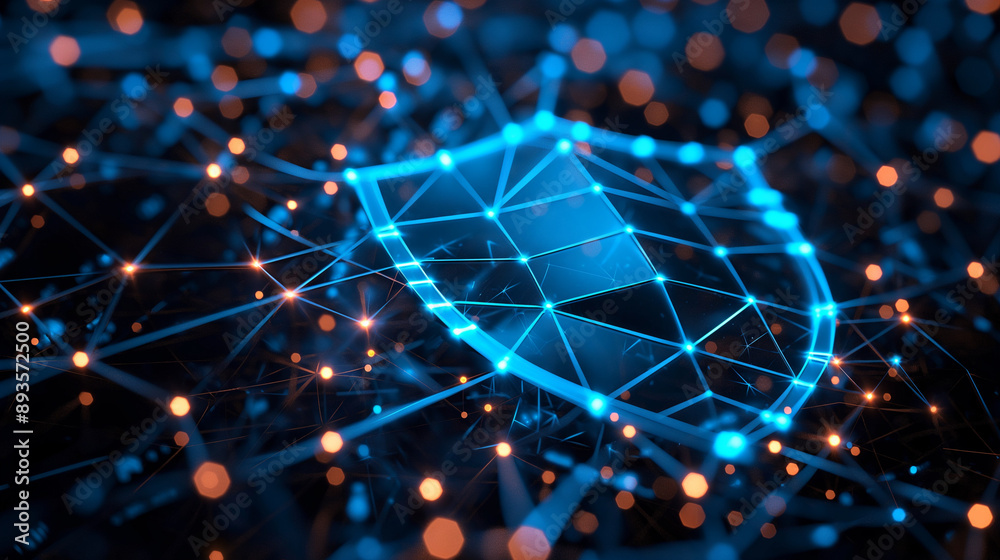 Cybersecurity Shield: A digital fortress, a glowing blue shield of ...