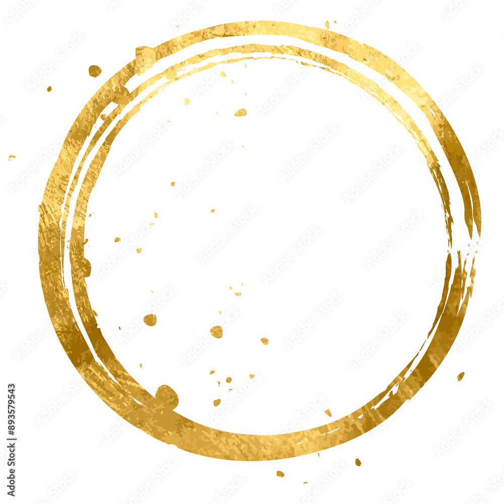 Gold Foil Frame Gold stroke on transparent background. Gold sparkle ...