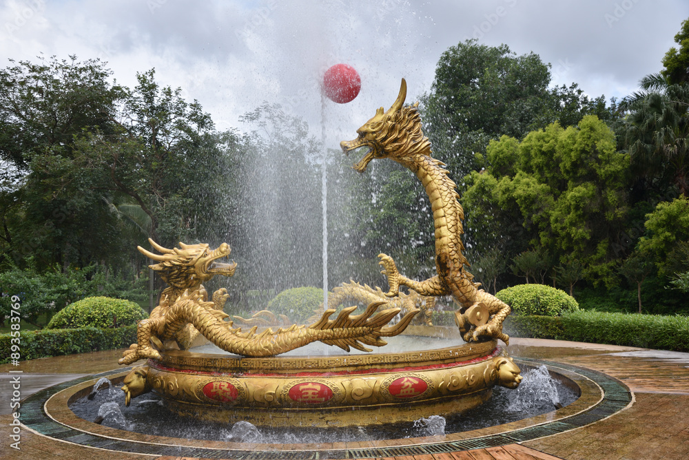 Shenzhen, China - 19th June 2024: Theme Park Splendid China. Two golden ...