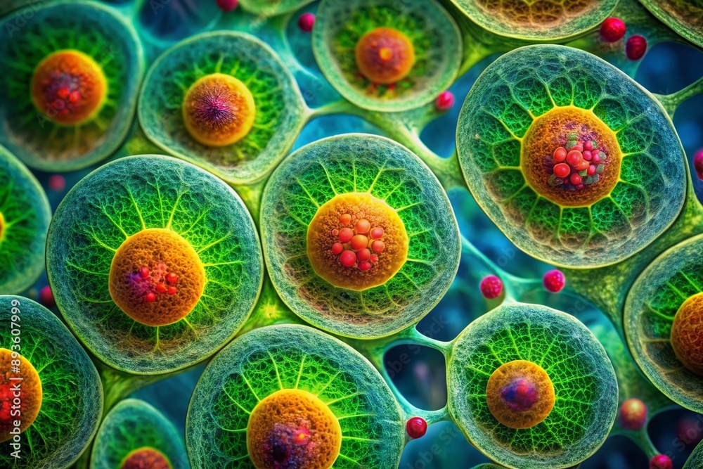 Vibrant microscope image reveals intricate details of plant cell ...