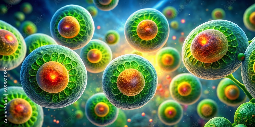 Vibrant microscopic image of plant cell division, showcasing mitosis ...