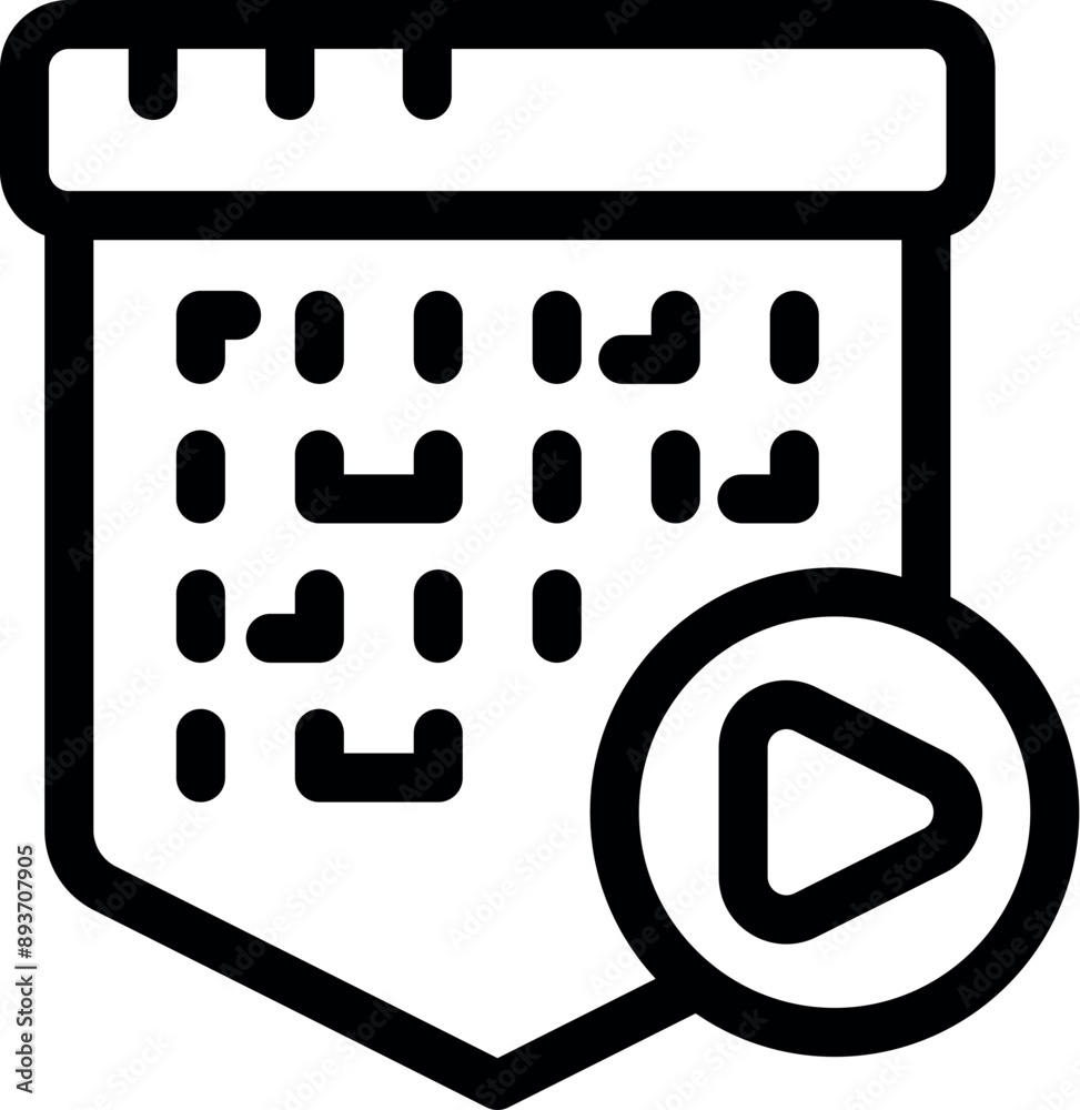 Simple black and white line art of a calendar showing starting date ...